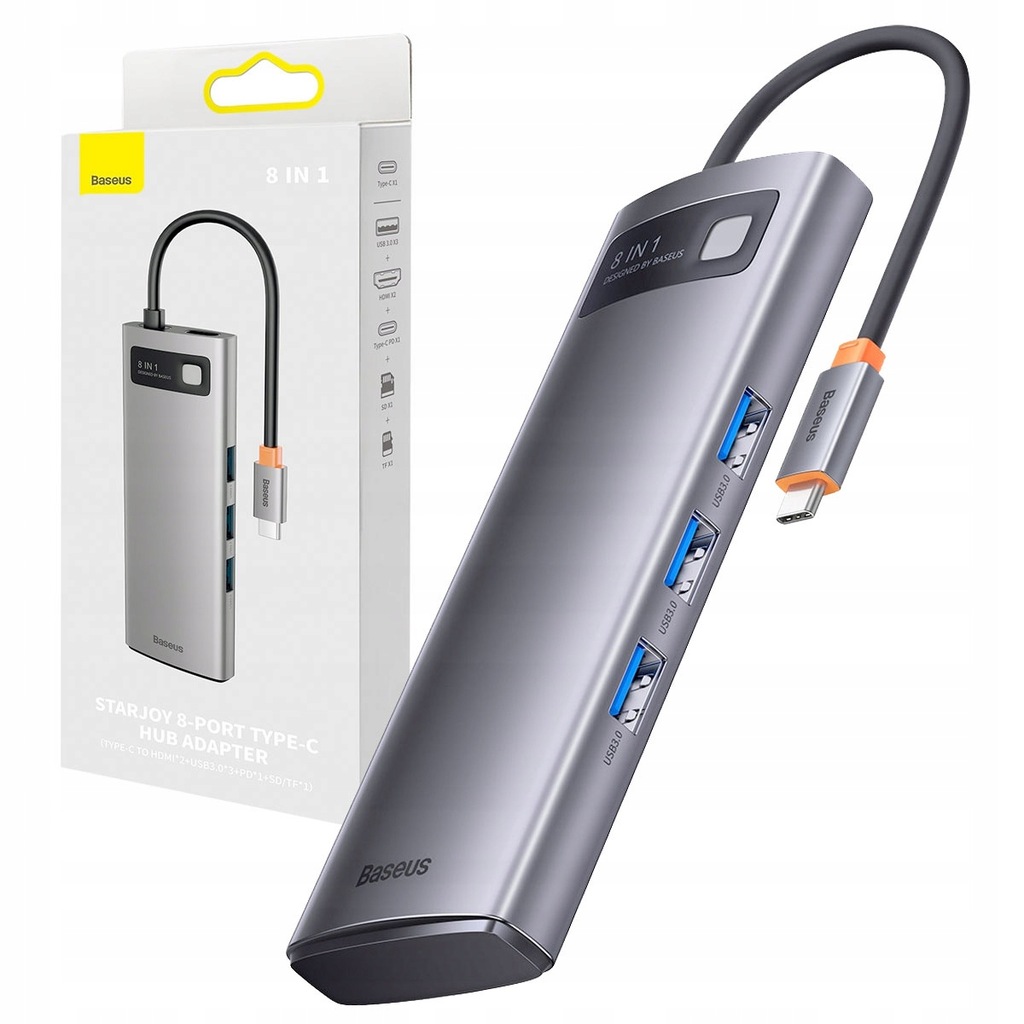 BASEUS HUB USB Typ C - 2x HDMI 3x USB PD 1x SD TF - 12382940028 ...