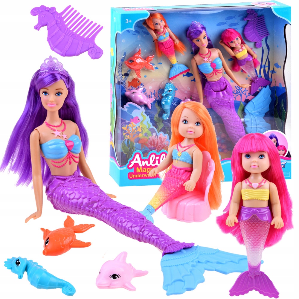 Anlily Zestaw lalki Syrenki kolorowe rybki ZA3921 - 12732448941 ...