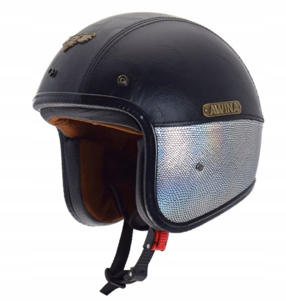 Kask otwarty jet skórzany daszek Awina Party M - 12458904017 ...