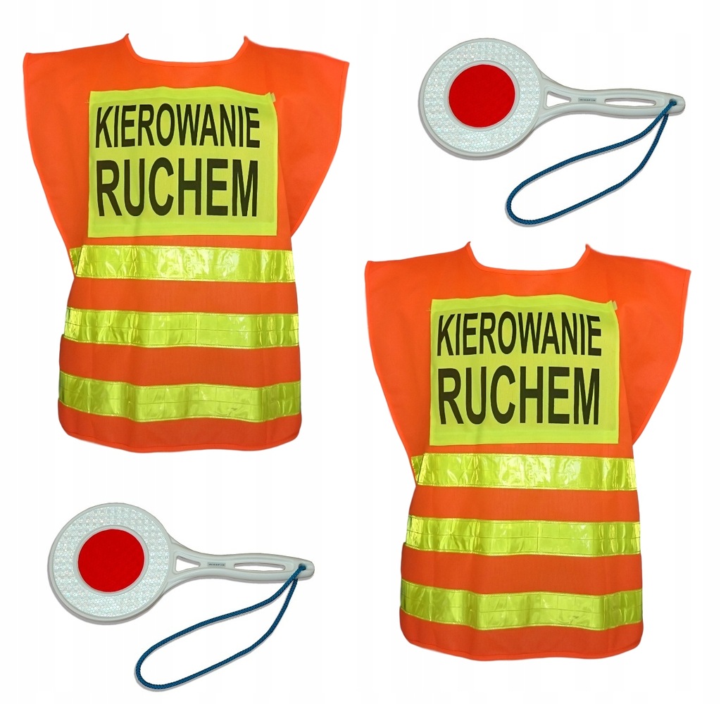 ZESTAW 2x KAMIZELKA do kierowania ruchem + LIZAK - 7799570090 ...