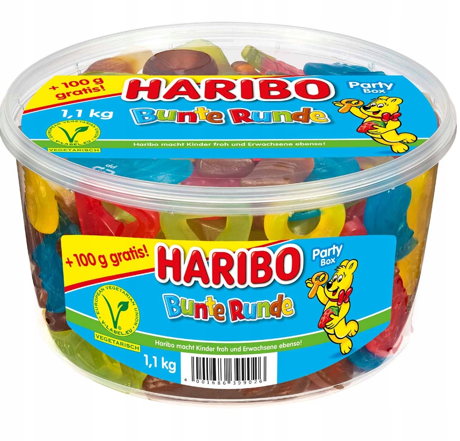 HARIBO ŻELKI BUNTE RUNDE OWOCOWE VEGE 1,1KG - 13023328848 - oficjalne ...