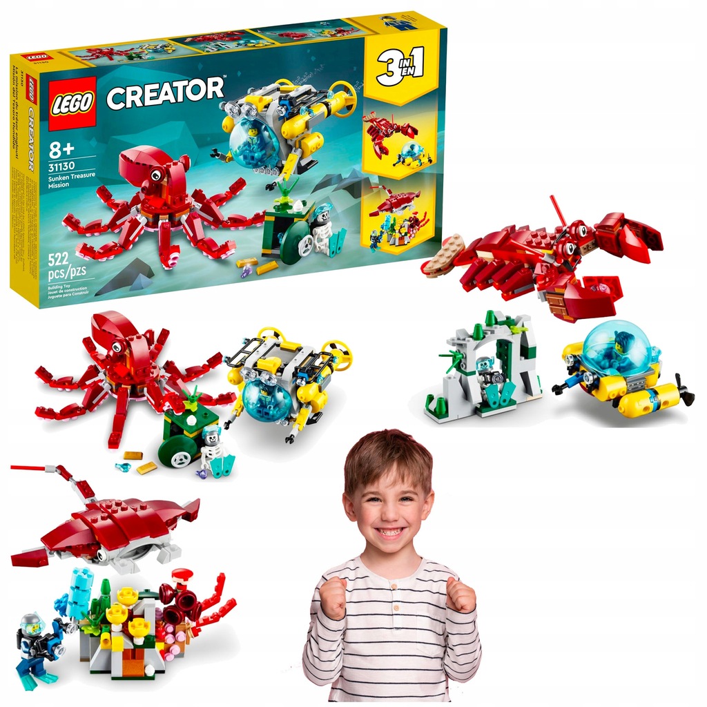 LEGO CREATORS WYPRAWA PO ZATOPIONY SKARBY STATEK - 13443505941 ...