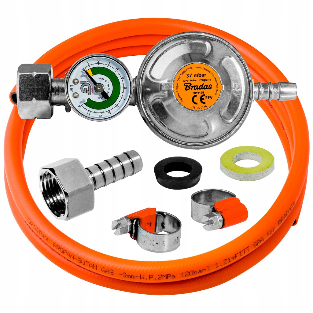 WĄŻ DO GAZU 2m REDUKTOR GAZOWY BUTLI 11kg OPASKI - 11717141995 - oficjalne archiwum Allegro