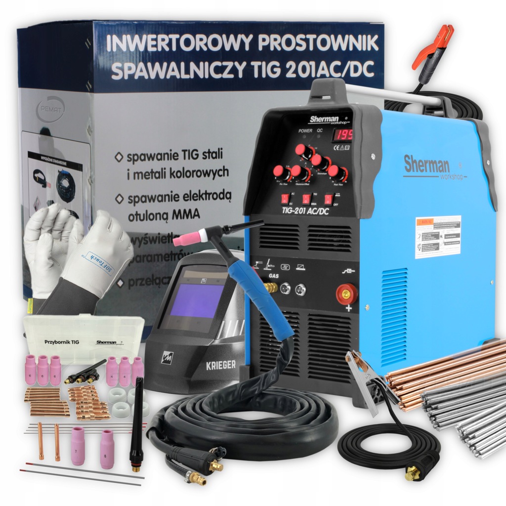 ZESTAW Spawarka Sherman TIG 200A AC/DC Aluminium - 10195906934 - oficjalne archiwum Allegro