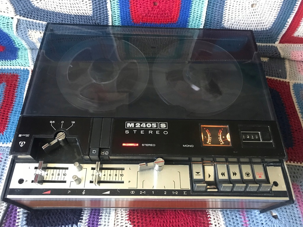 Magnetofon szpulowy PRL Unitra M2405S, nowe paski - 11996284645 - oficjalne archiwum Allegro