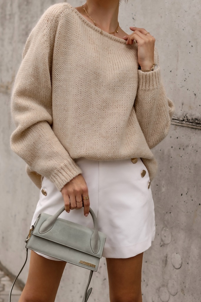 SWETER WEŁNIANY MOHER Beżowy PREMIUM ŚWIETNY - 13098438517 - oficjalne ...