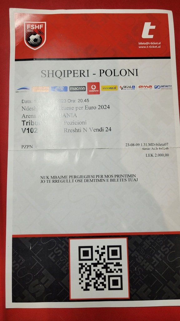 Bilet Albania - Polska stan idealny niepodklejony - 14326441861 ...