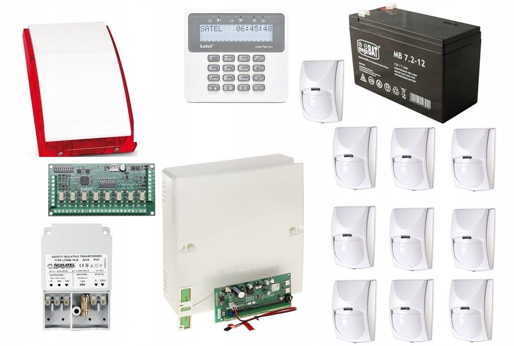 Zestaw ALARMOWY SATEL 10 czujek Perfecta SMS GSM - 9957113163 ...