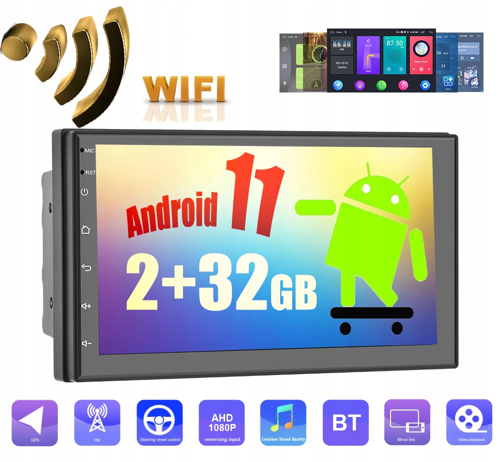 RADIO SAMOCHODOWE 2 DIN ANDROID 11 GPS KAMERA 2/32 - 12356385712 - oficjalne archiwum Allegro