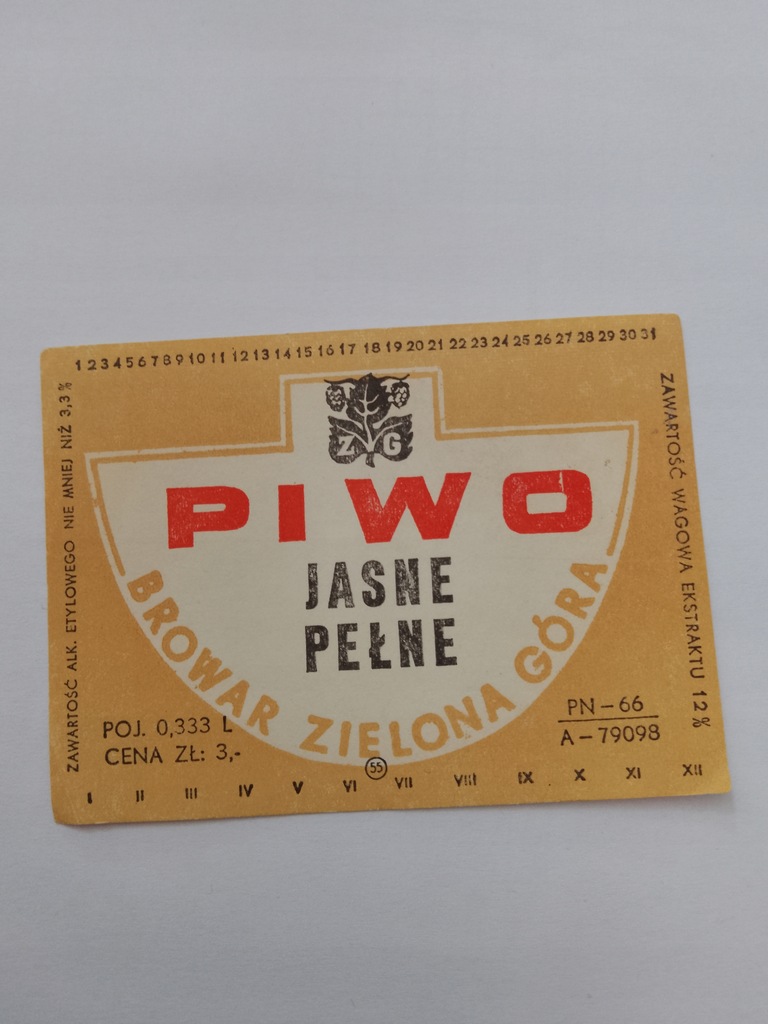 Stara etykieta z kolekcji browar Zielona Góra - 17358535875 - oficjalne archiwum Allegro