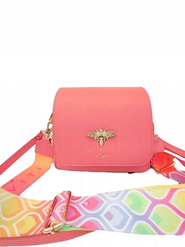 Ego torebka listonoszka skórzana koralowa pszczółka - 17099673669 ...