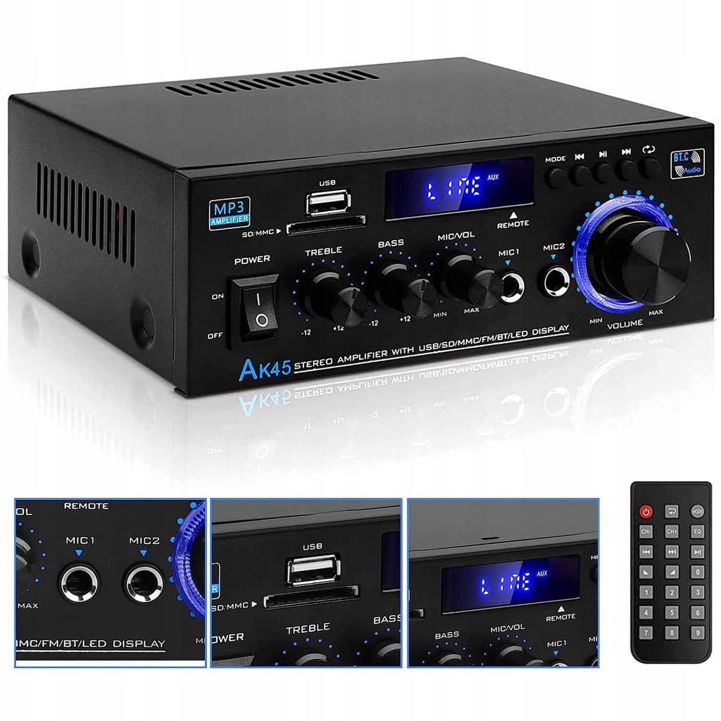 AMPLITUNER WZMACNIACZ HI-FI STEREO BLUETOOTH RADIO CYFROWY WZMACNIACZ MOCY - 15693823540 ...