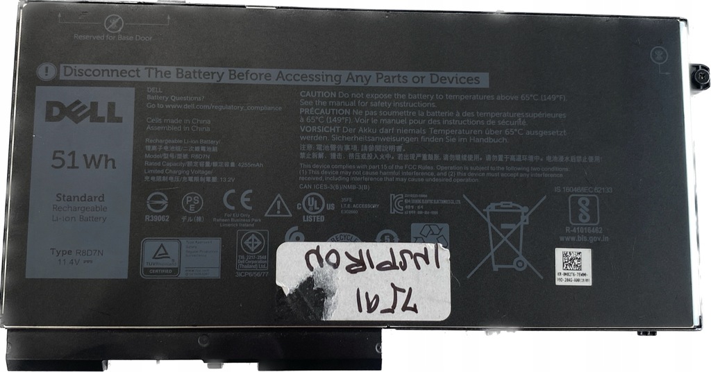 ORYGINALNA BATERIA DELL Latitude 5511 R8D7N - 13638972142 - oficjalne ...