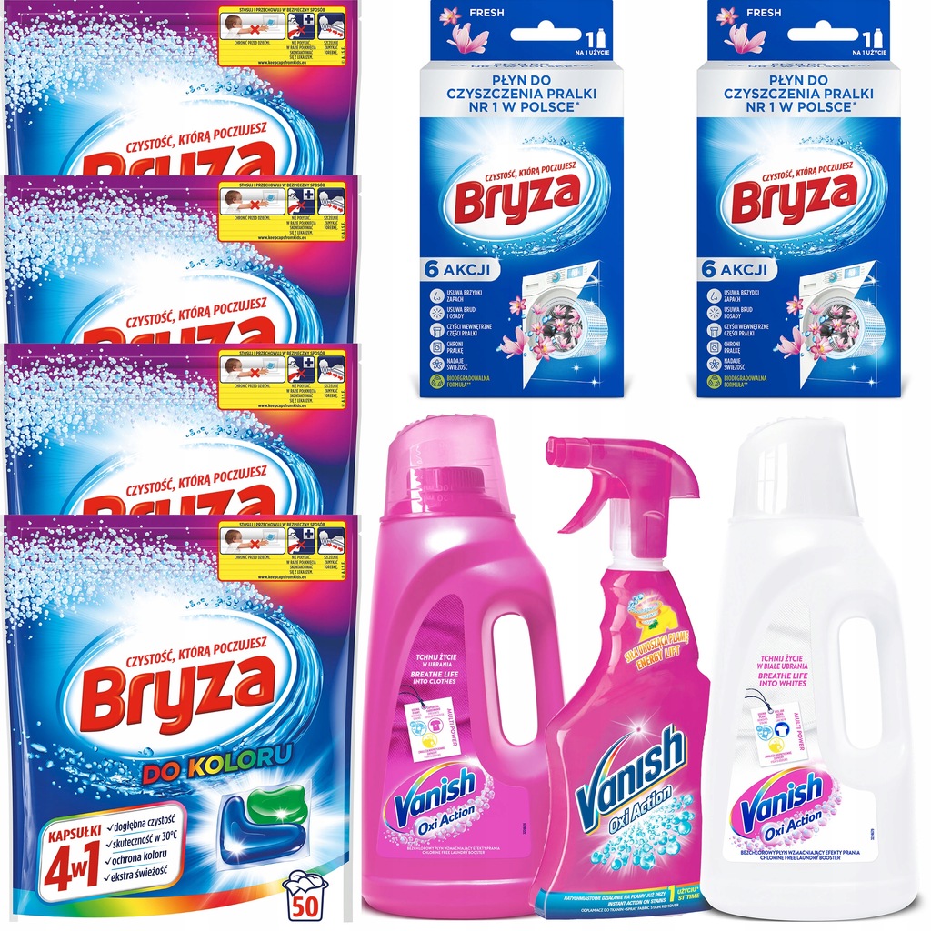 Bryza 4w1 Kapsułki do prania zestaw XXL Vanish - 12578625983 ...