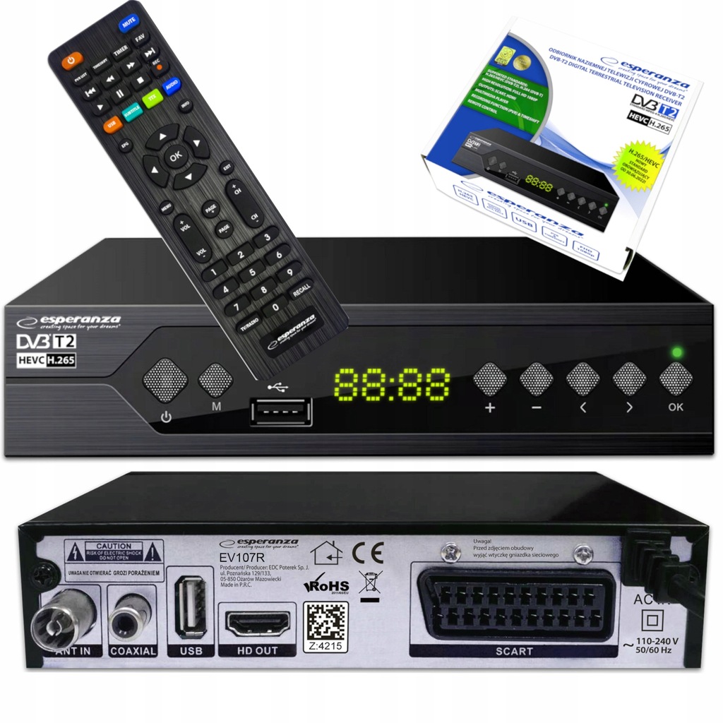 DEKODER TUNER TV NAZIEMNEJ HD DVB-T2 HEVC H.265 - 12406977629 ...