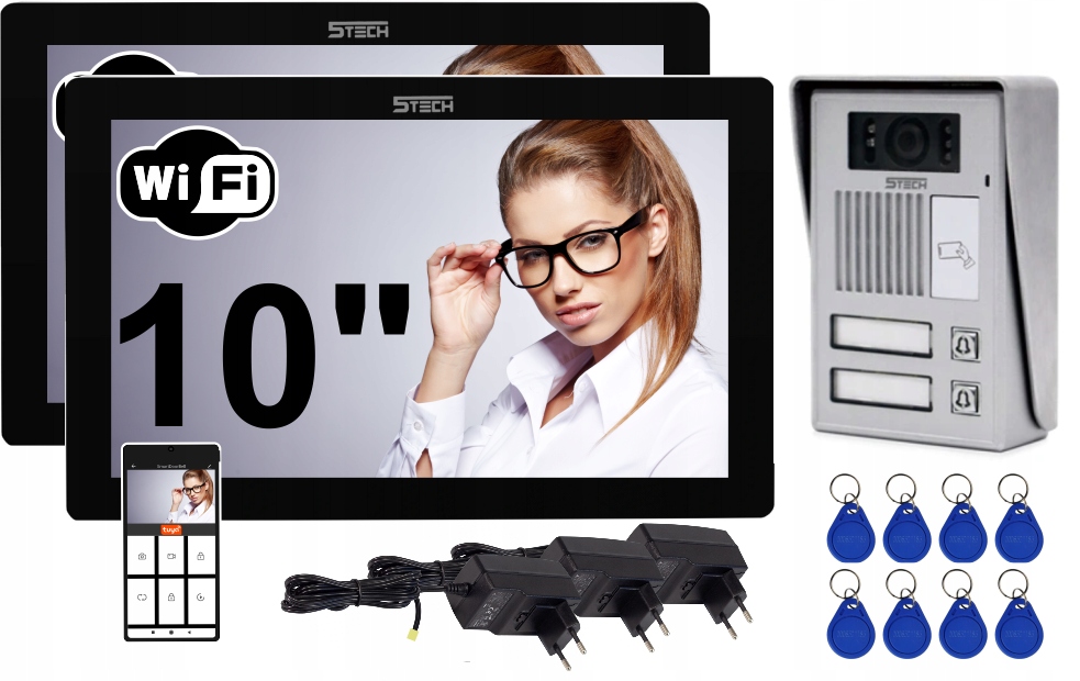 WIDEODOMOFON DWURODZINNY 10" WIFI 5TECH - 10251803065 - oficjalne archiwum Allegro