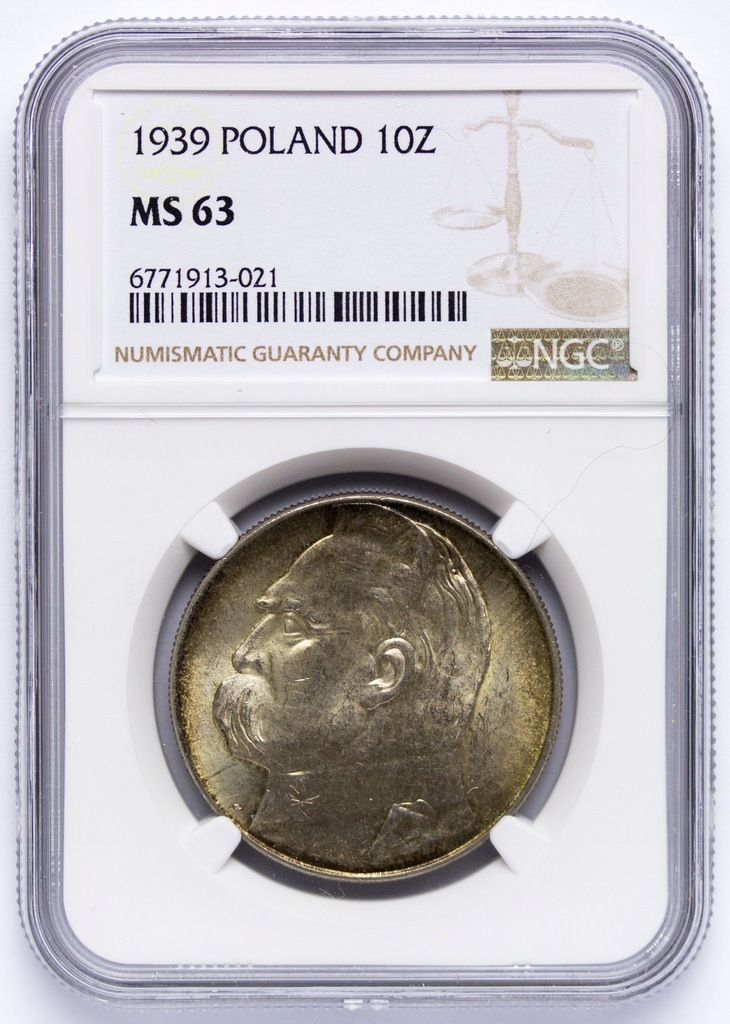 Polska, II RP 10 złotych 1939, Piłsudski, NGC MS63, PIĘKNA #1 - 14925790807 - oficjalne archiwum ...