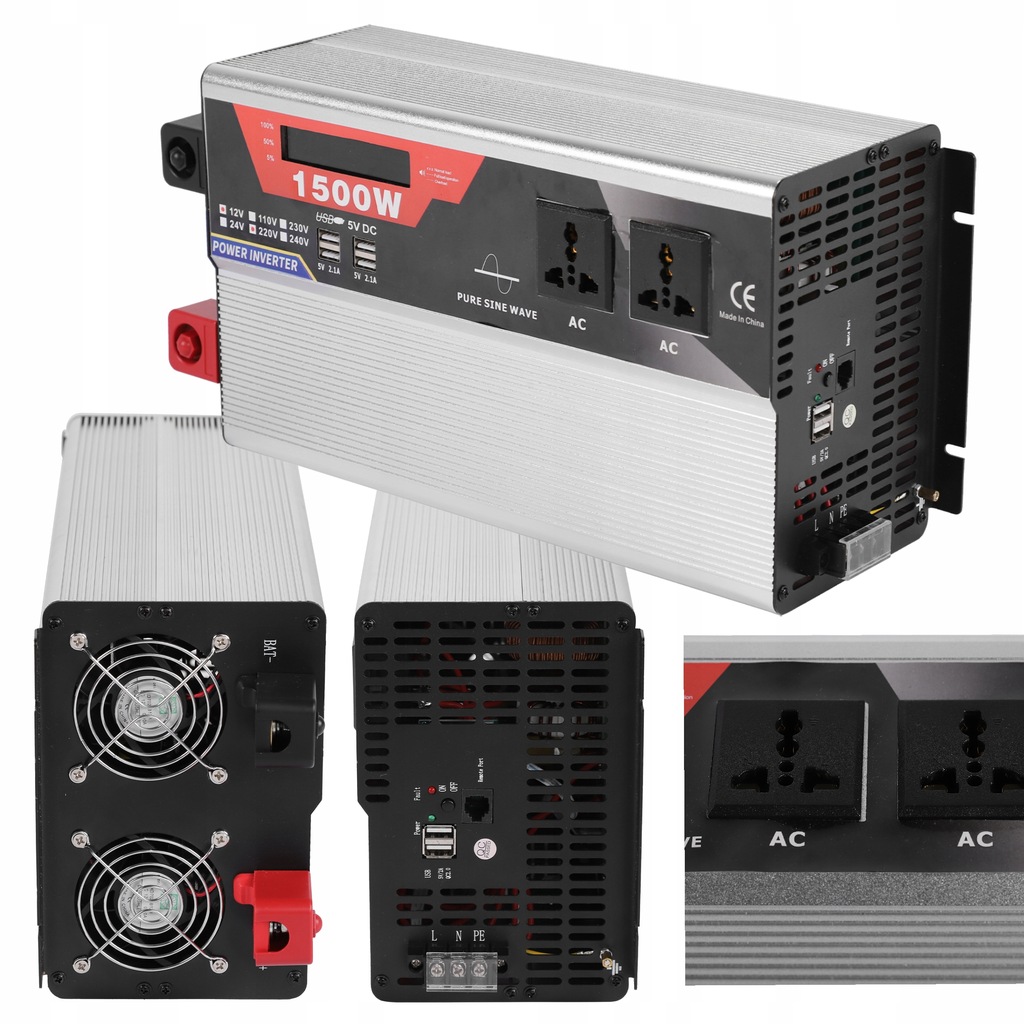 FALOWNIK SAMOCHODOWY DC 12V - 220V AC 50HZ 1500W - 12972622022 - oficjalne archiwum Allegro