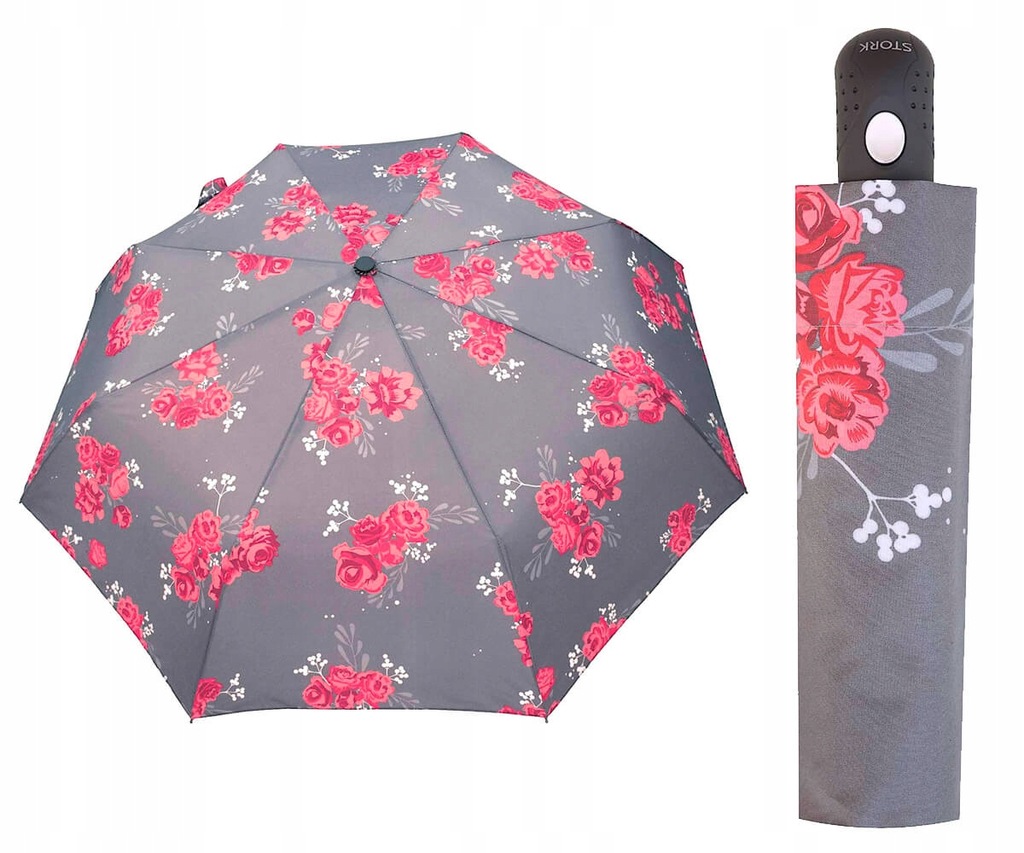 AUTOMATYCZNA POLSKA PARASOLKA DAMSKA, W KWIATY - 12883208227 ...