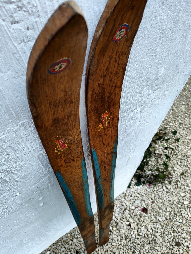 Stare drewniane narty wystrój antyk zabytkowe - 12745865879 - oficjalne ...