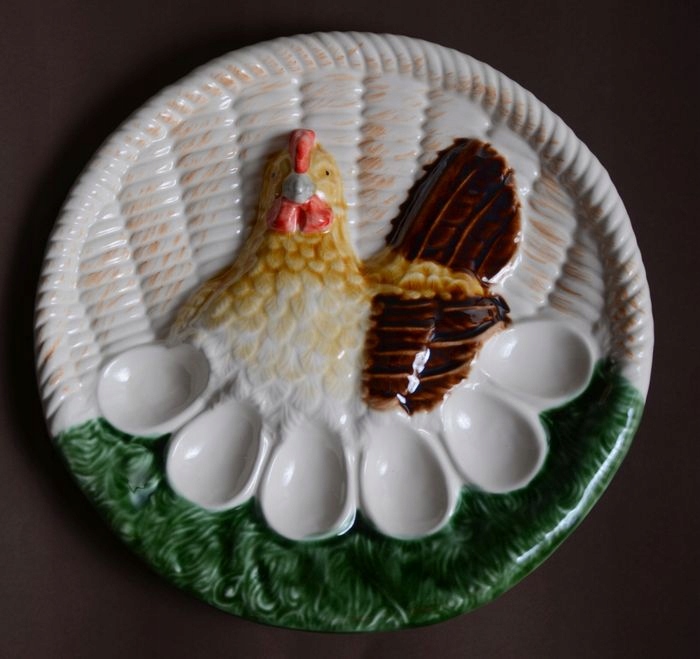 Uroczy talerz półmisek na jajka kura ceramika 15 - 13460320514 ...