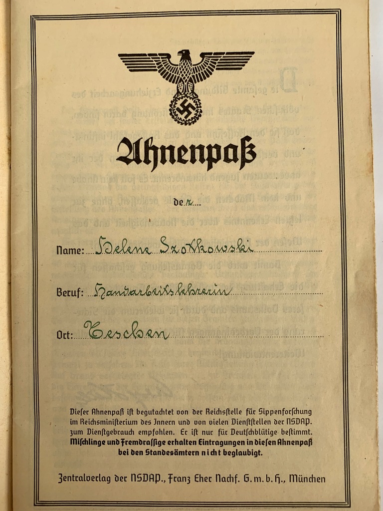 III Rzesza Ahnenpass Polska Podpis Hitler UNIKAT - 8277138310 ...