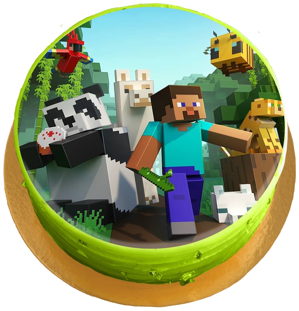 CUKROWY OPŁATEK NA TORT MINE-CRAFT + GRATIS TEKST urodziny MASA ...