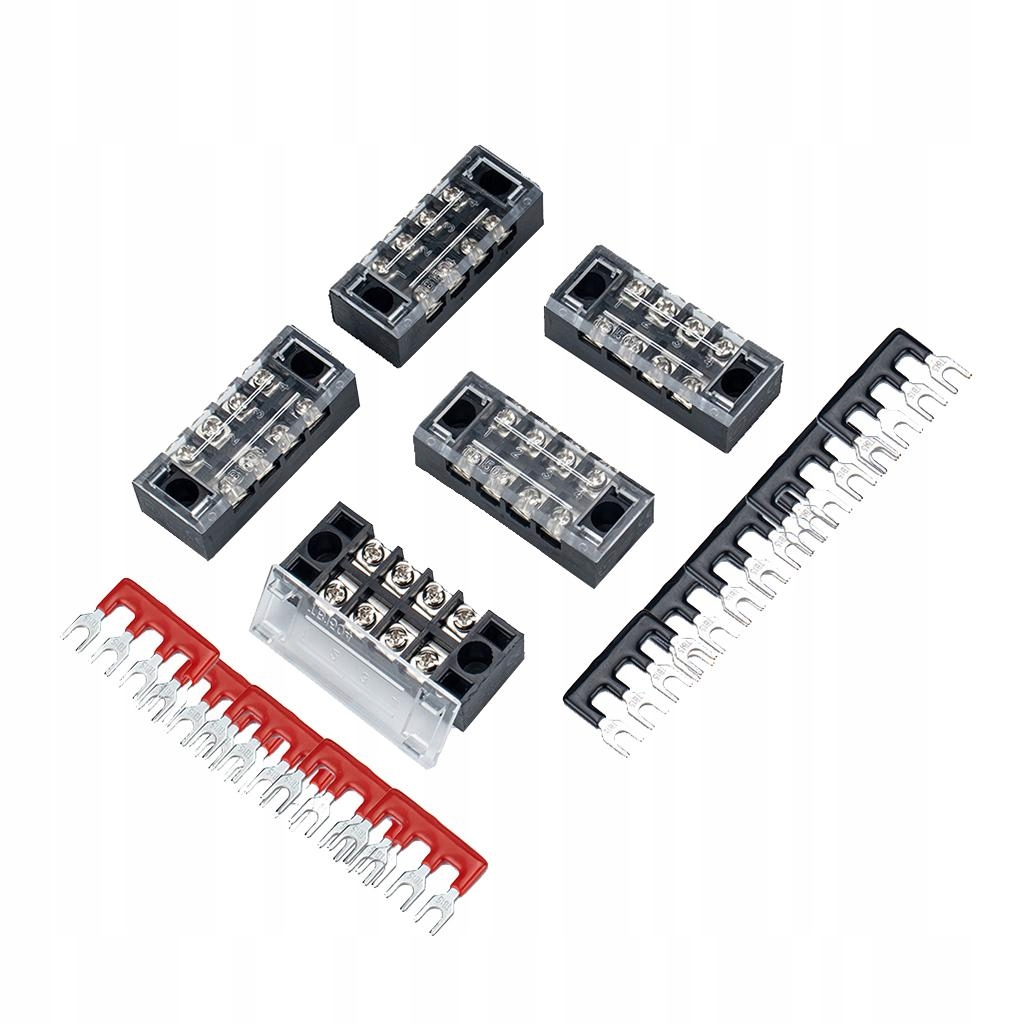 4P Screw Barrier Terminal Block 600V 15A + Fork Terminal Barrier Strips ...