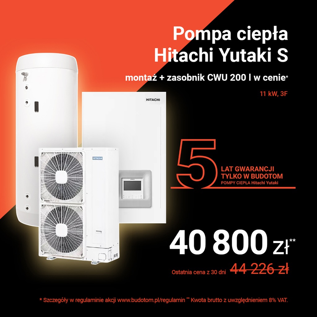 POMPA CIEPŁA Z MONTAŻEM HITACHI YUTAKI S 11KW PRZEDŁUŻONA GWARANCJA - 14713422194 - oficjalne ...