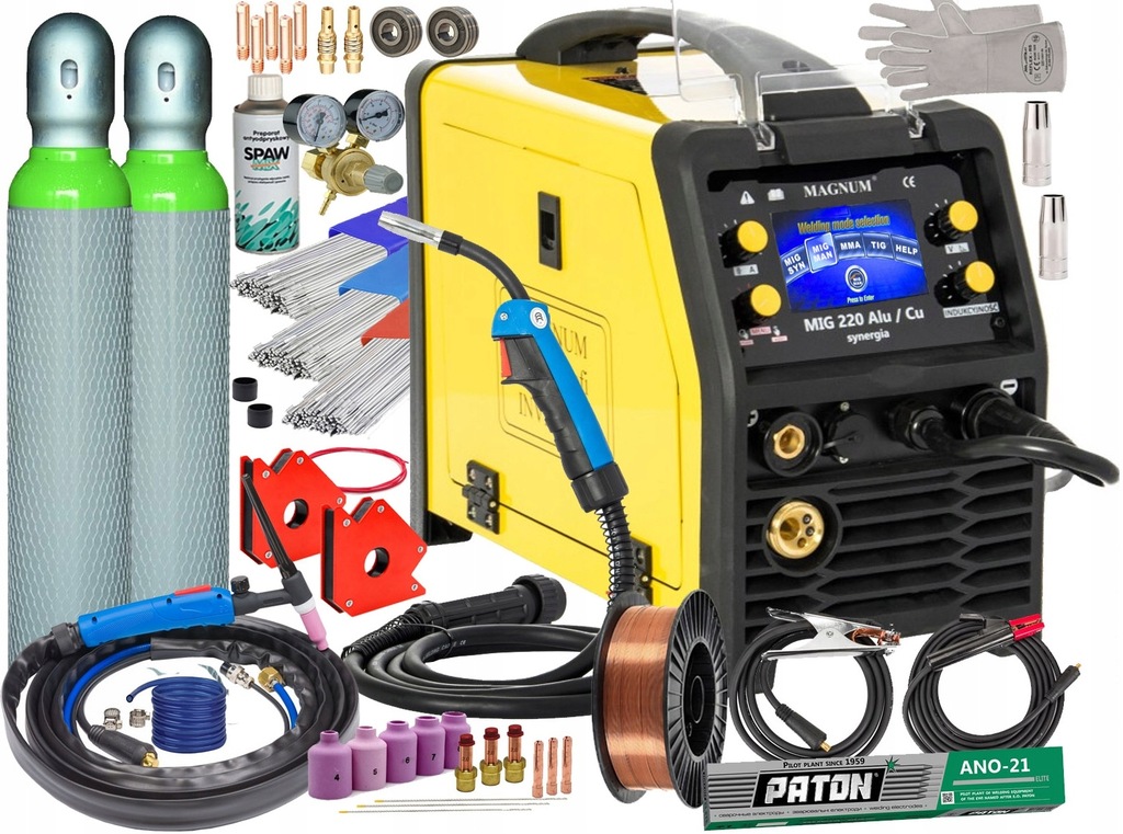 Spawarka MIGOMAT MAGNUM MIG 220 Alu Cu LCD ZESTAW - 11264242681 - oficjalne archiwum Allegro
