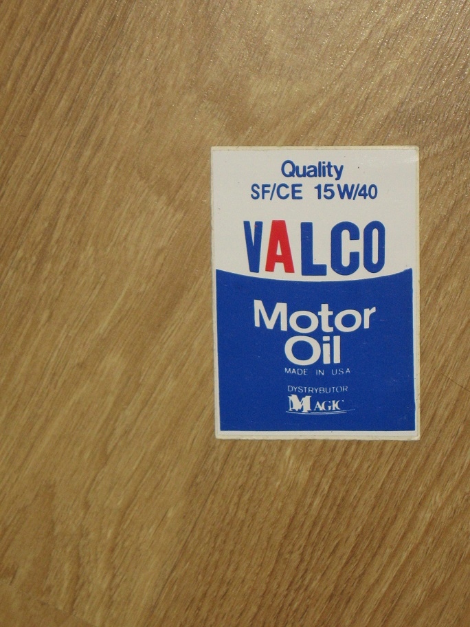 VALCO MOTOR OIL 15W40 USA oryg. naklejka z PRL - 7939661475 - oficjalne ...