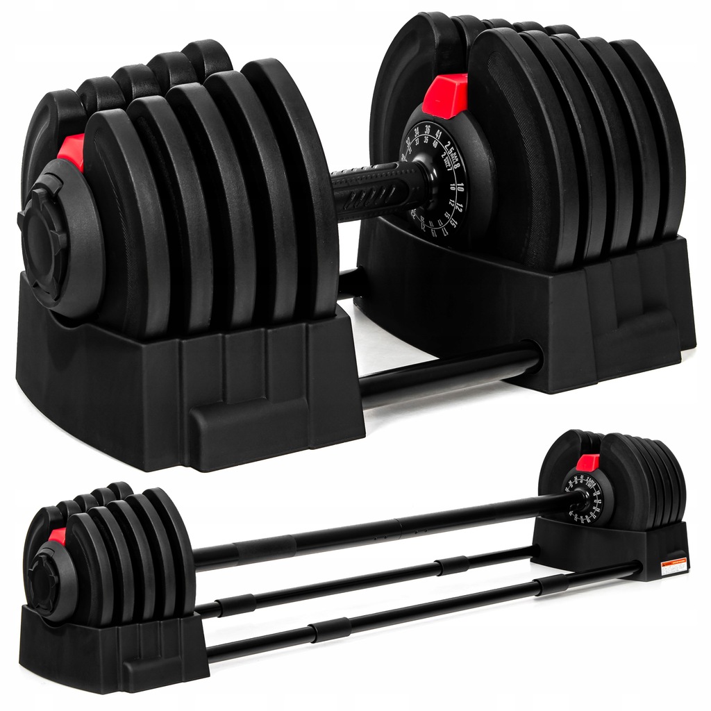 HANTEL regulowany 2w1 HANTLA 2KG-40KG + SZTANGA 1x hantle SZYBKI SYSTEM ...