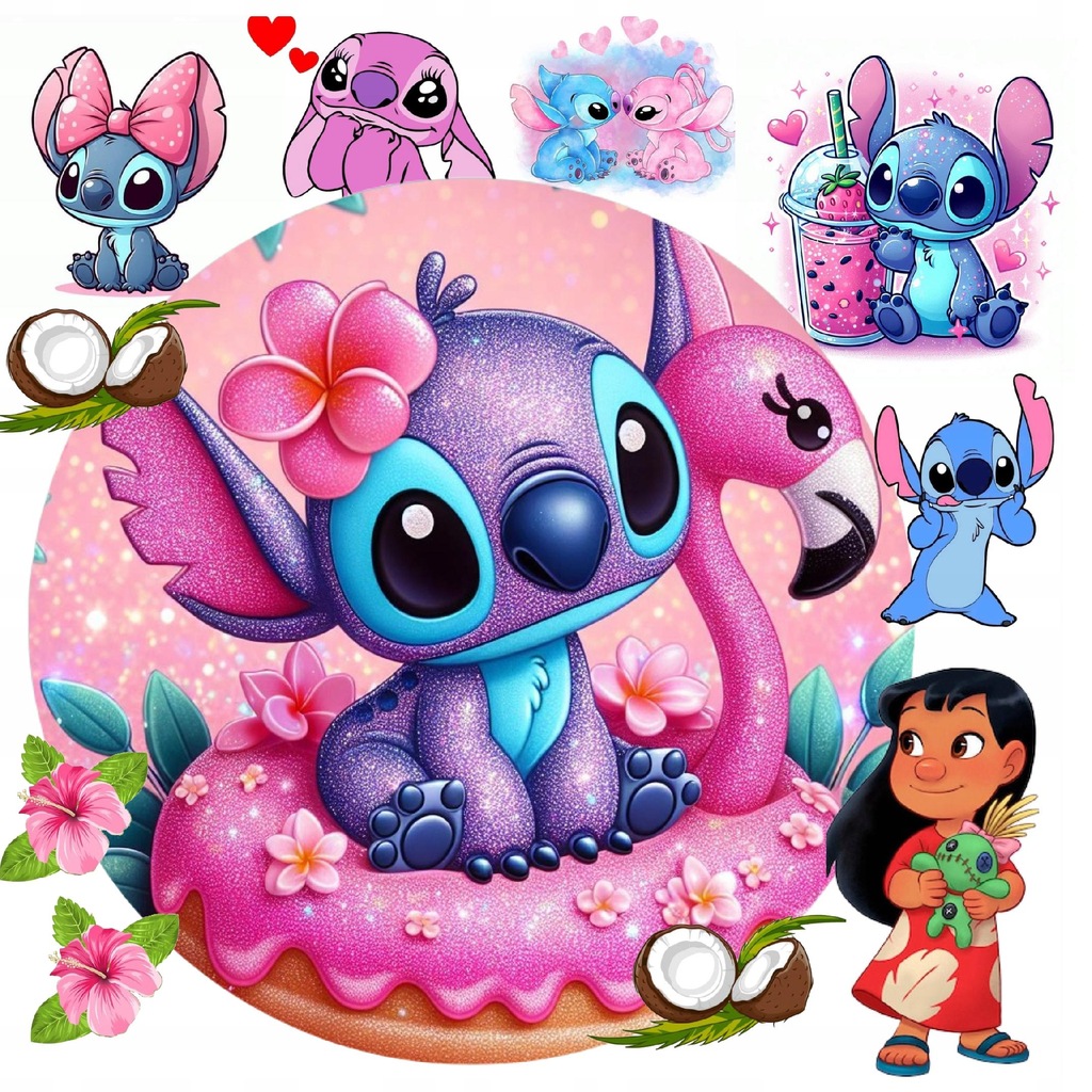 ZESTAW OPŁATEK NA TORT LILO STICH STITCH + POSTACIE + GRATIS TEKST ...