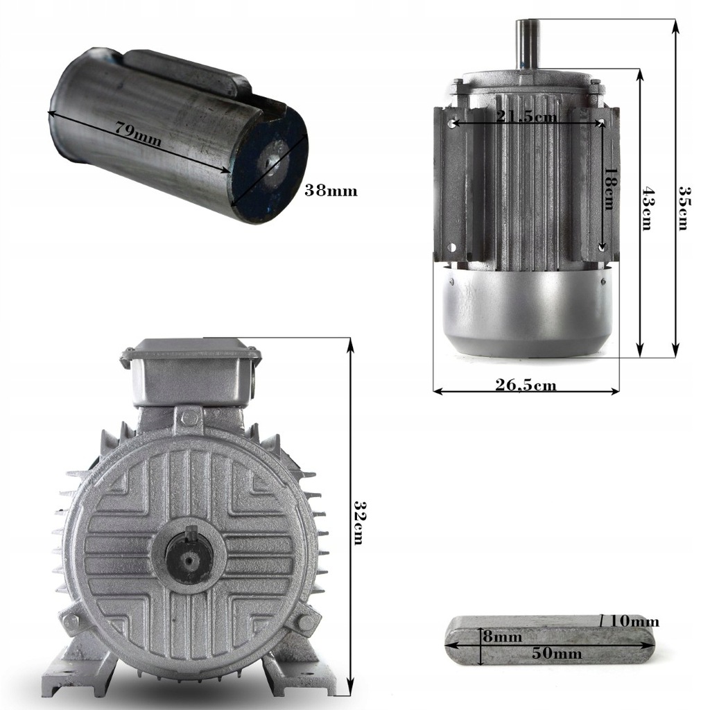Silnik elektryczny 7,5kW (10KM) 2800rpm 400V 3F - 11346732754 - oficjalne archiwum Allegro