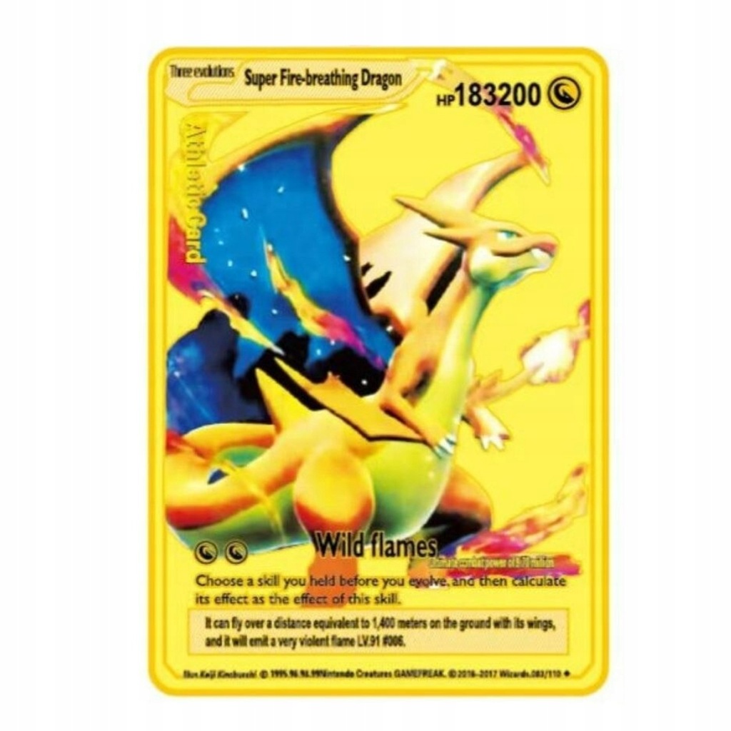 ZŁOTA KARTA POKEMON Super Fire Dragon METALOWA - 13029479988 ...