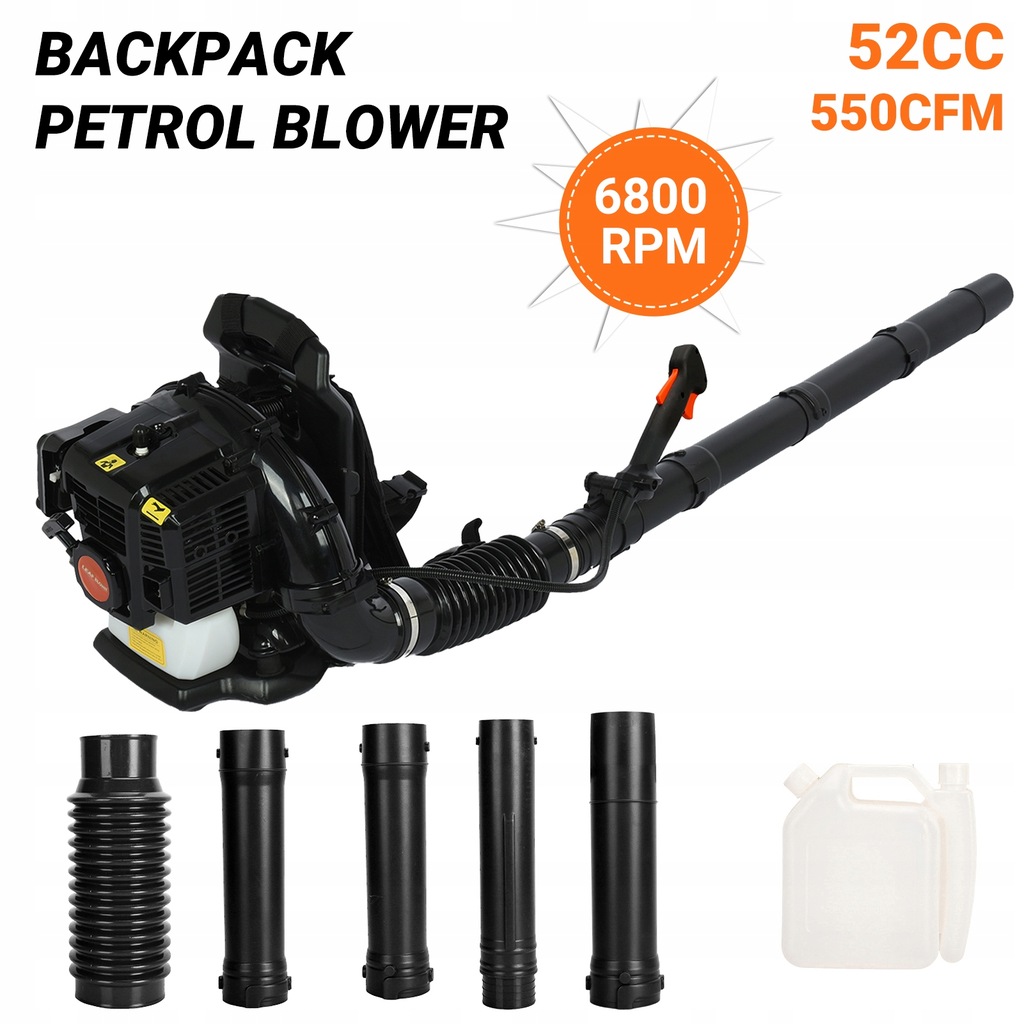 52CC Gas Powered Backpack Leaf Blower, 550CFM 2-Stroke 1.7HP Snow Leaf ...