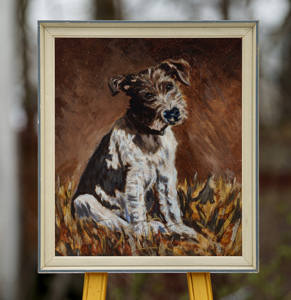 PORTRET PSA STARY OBRAZ OLEJNY CENNE MALARSTWO - 13356106277 ...