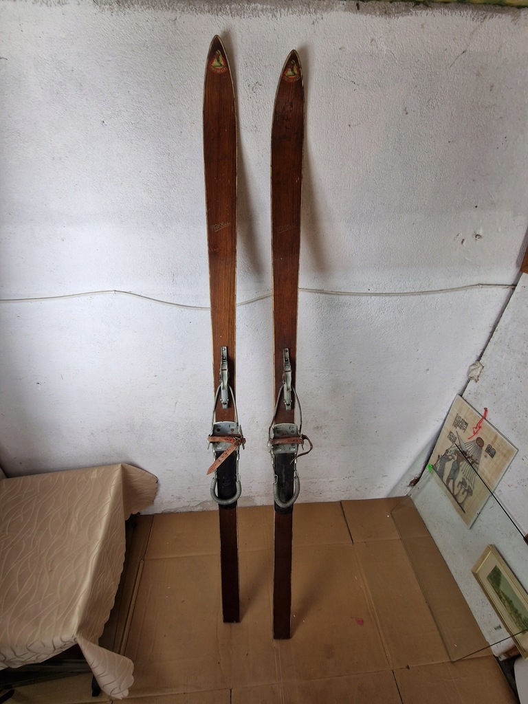 stare drewniane narty 180cm antyk zabytek prl - 14157286301 - oficjalne ...