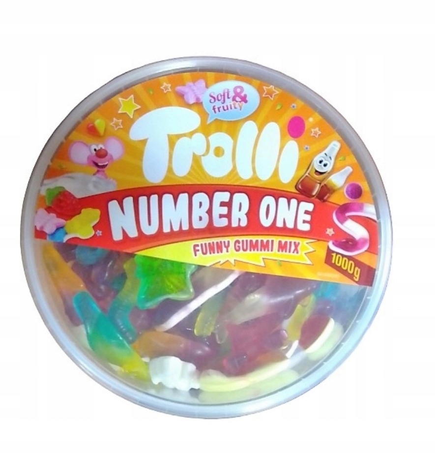 Żelki Trolli Number One Funny Gummi Mix SŁODYCZY 1kg Plastikowe ...