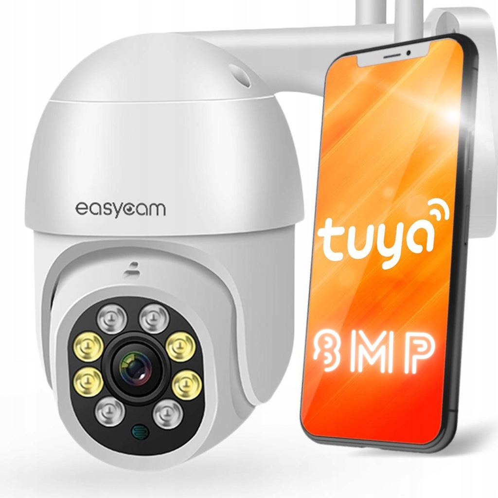 Kamera IP EasyCam obrotowa zewnętrzna WiFi Tuya 8MP EC-8PT4L4IR IP63 ...