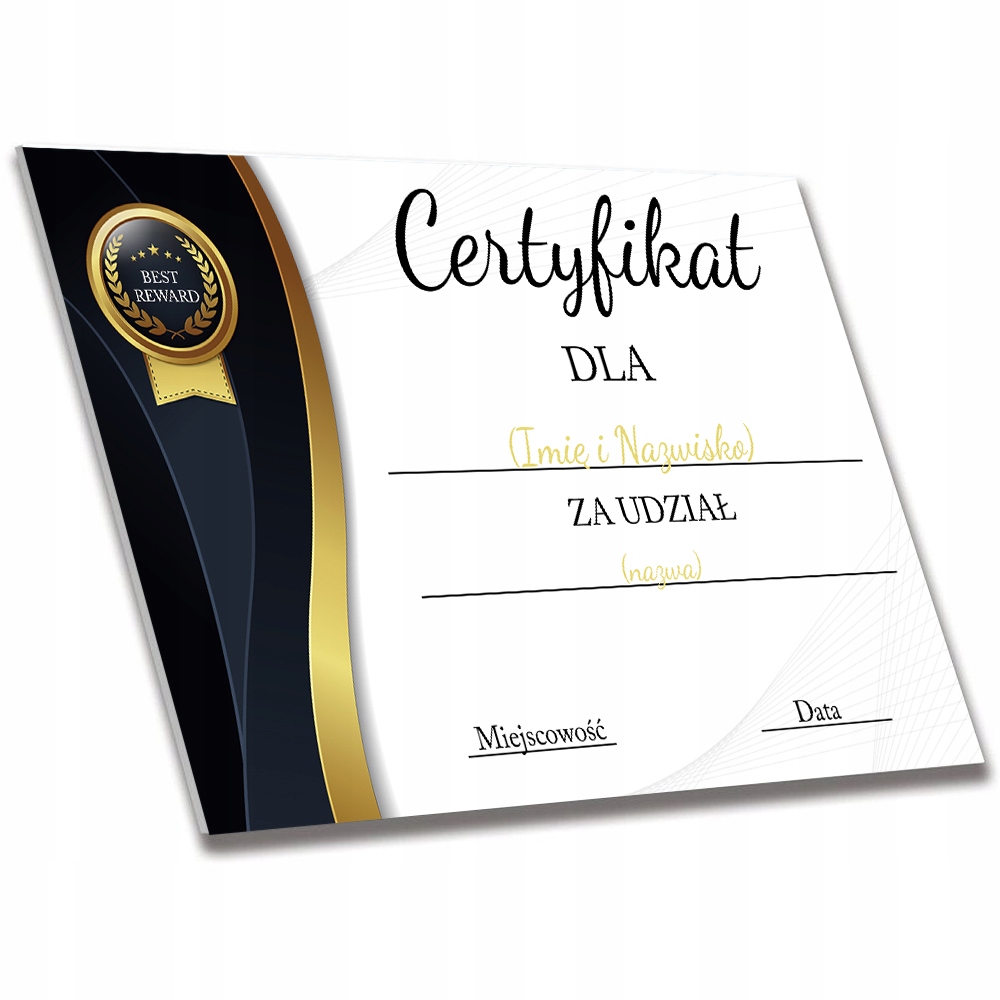Dyplom Certyfikat PCV Tabliczka 32cm 21cm 6mm Autorski Dyplom Nagroda ...