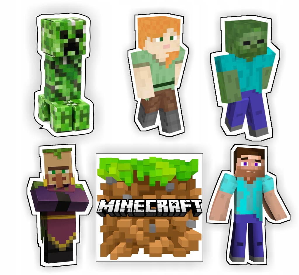 6 POSTACI MINECRAFT z opłatka na TORT - 9001517138 - oficjalne archiwum ...