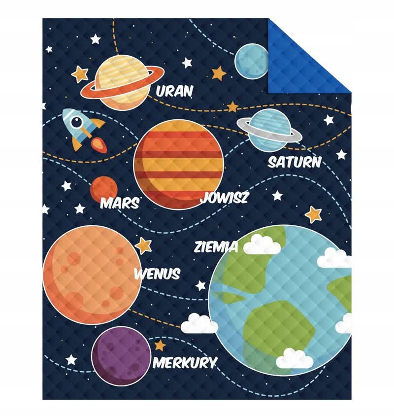 Narzuta na łóżko dla dzieci 170x210 Kosmos Planety - 12243158565 - oficjalne archiwum Allegro