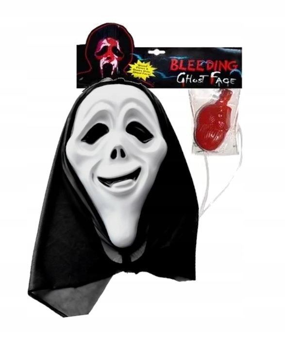 Maska halloween KRZYK OCIEKAJĄCA KRWIĄ Z KAPTUREM - 12575398221 ...
