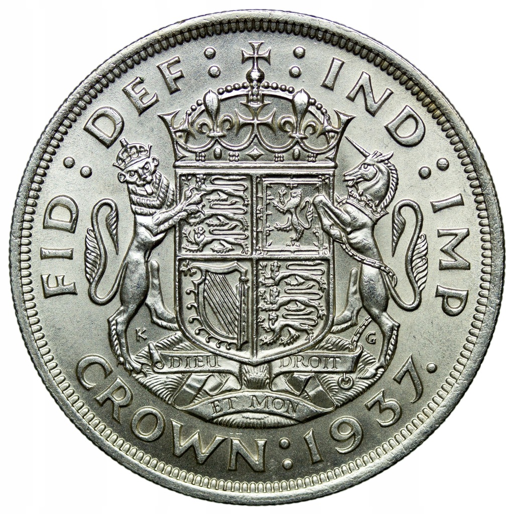Wielka Brytania 1 Korona 1937, Jerzy VI, st. 2+ - 12725846235 ...