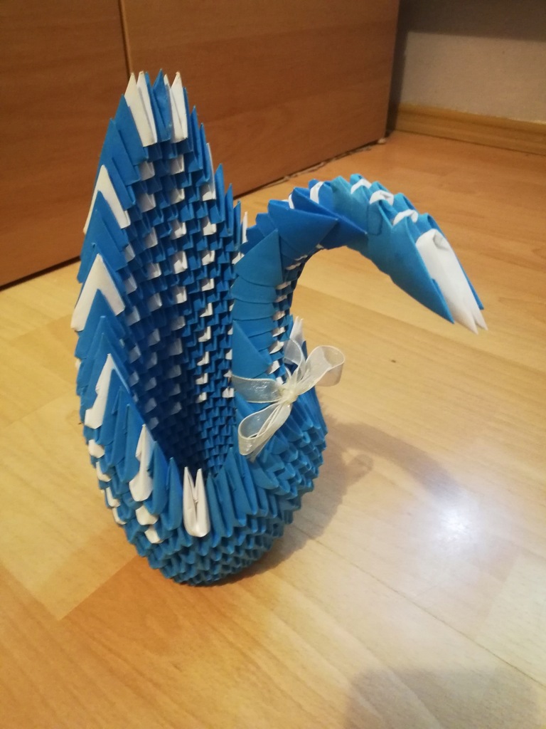 Łabędź 3D origami modułowe DUŻY ozdoba, prezent - 8148575756 ...