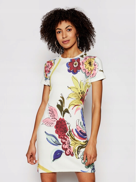DESIGUAL ŚMIETANKOWA SUKIENKA PRINT (M) - 12839703283 - oficjalne ...