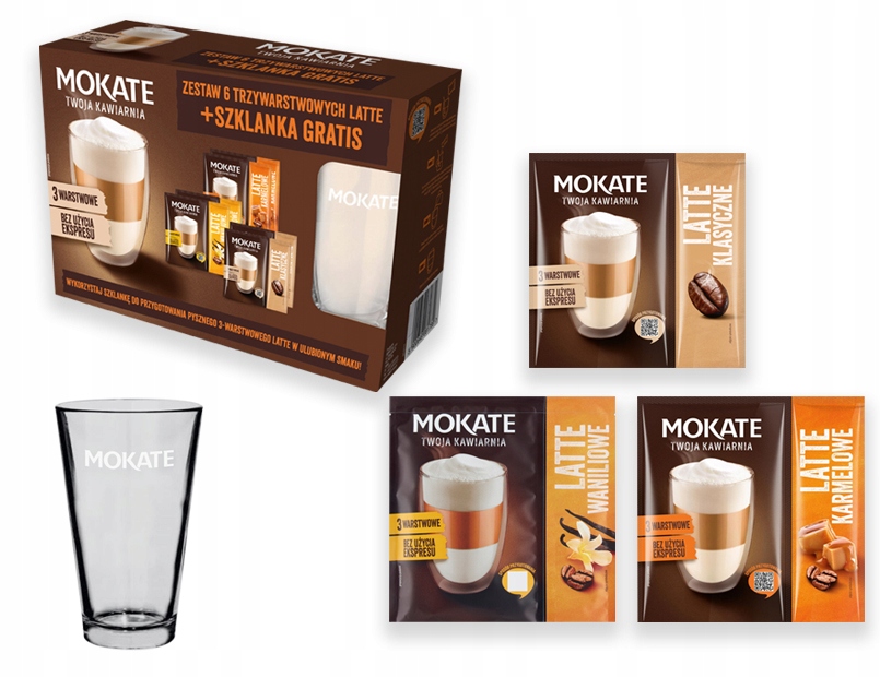 Zestaw kawa Latte Mokate + szklanka Gratis - 12878728561 - oficjalne archiwum Allegro