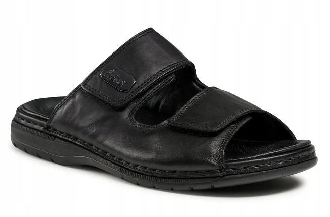 RIEKER KLAPKI MĘSKIE CZARNE SKÓRZANE LOGO 43 1SDB - 13468601491 ...