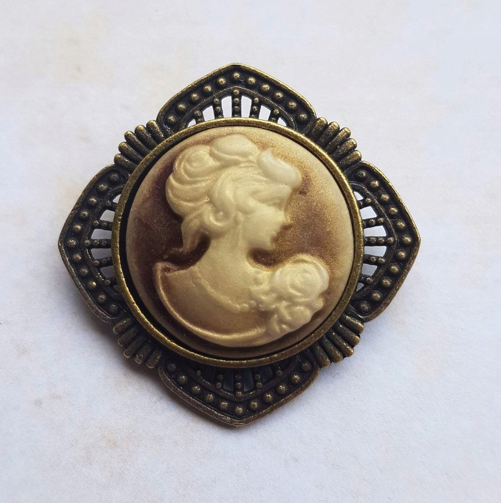 Broszka Kamea - Stare złoto Vintage - 12861623680 - oficjalne archiwum ...